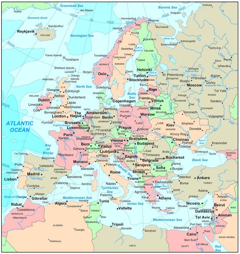 Mapa Do Vetor De Europa Com Bandeiras Ilustração do Vetor - Ilustração ...