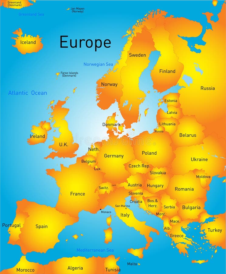 Mapa Do Continente De Europa Ilustração Stock - Ilustração de mapa ...