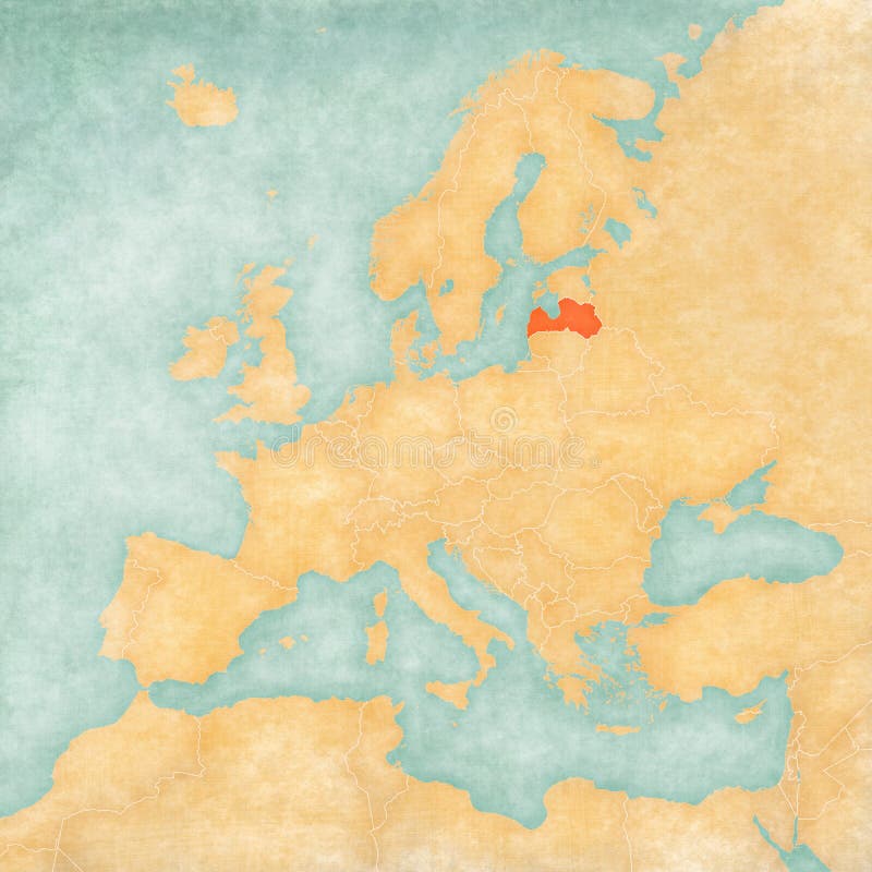 Mapa de Europa - Letonia stock de ilustración. Ilustración de ...