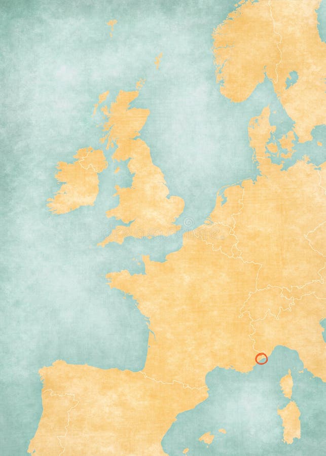 Mapa De Europa Occidental - Mónaco Stock de ilustración - Ilustración ...