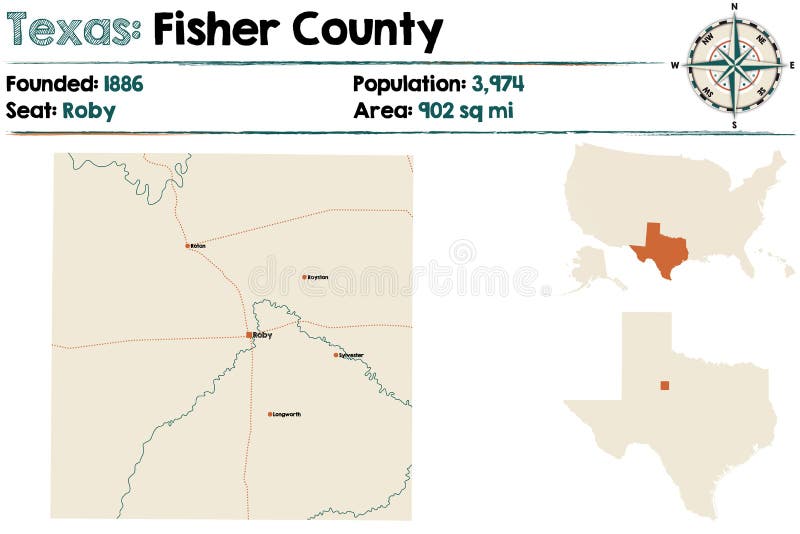 Mapa De Fisher County Em Texas Ilustração do Vetor - Ilustração de ...