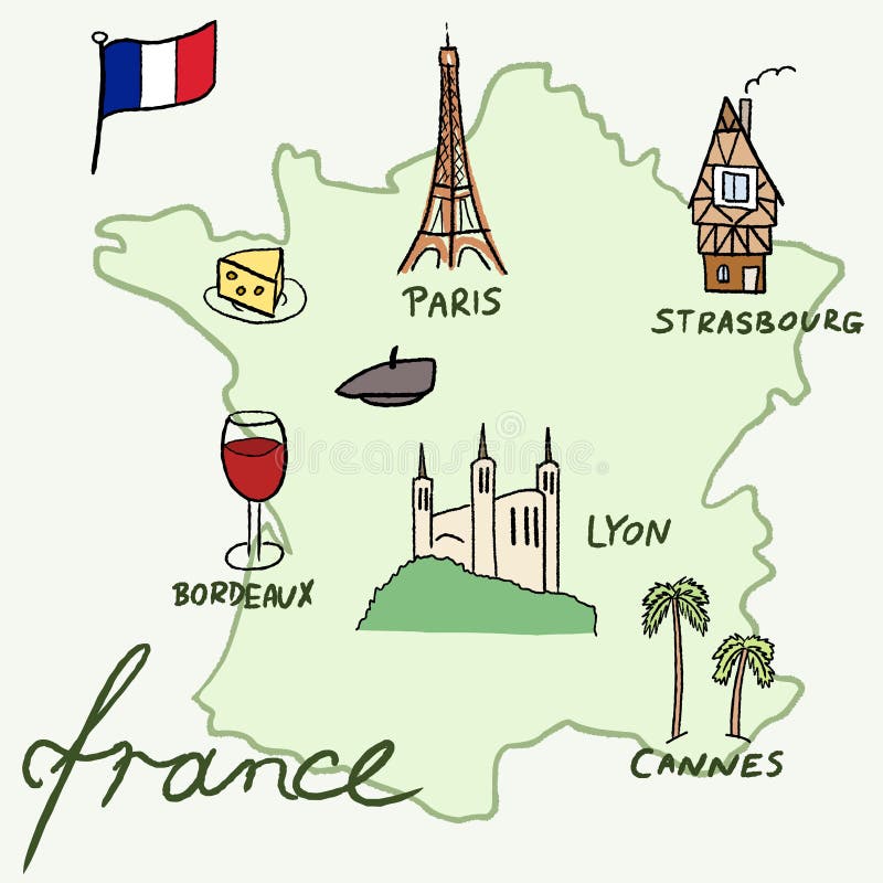 Mapa de Francia ilustración del vector. Ilustración de burdeos - 61355697