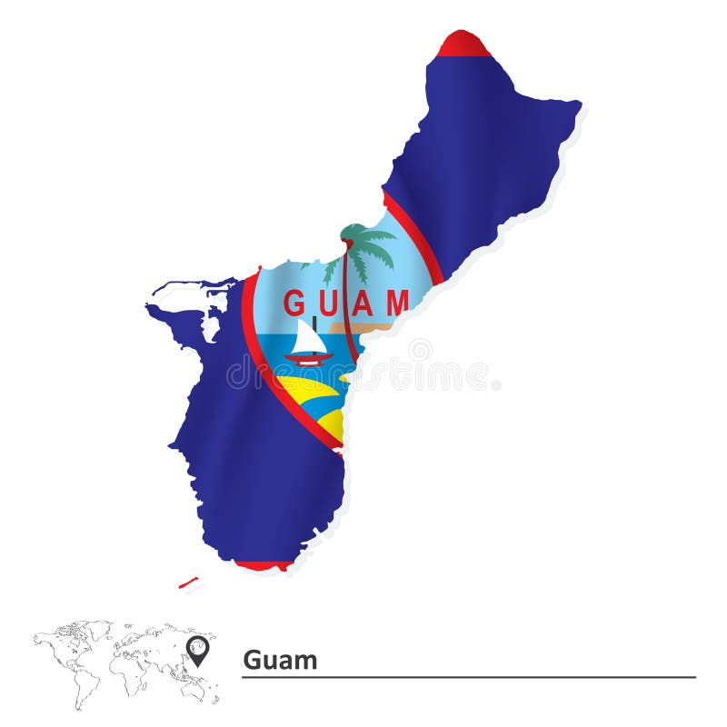 Mapa De Guam Con La Bandera Ilustración del Vector - Ilustración de ...