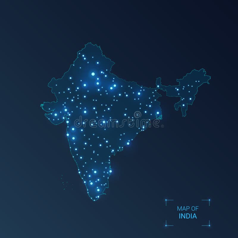 Mapa de India con ciudades ilustración del vector. Ilustración de ...