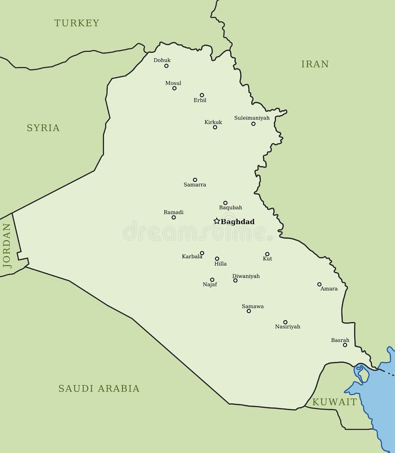 Mapa de Iraq ilustración del vector. Ilustración de contorno - 27964034