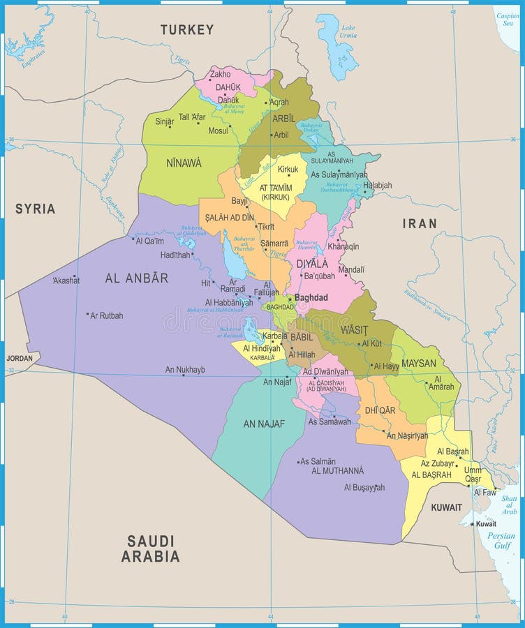 Mapa De Iraq - Ejemplo Detallado Del Vector Stock de ilustración ...