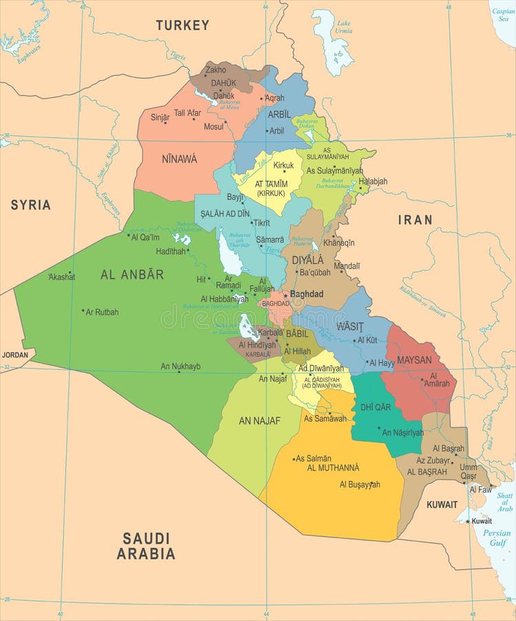 Mapa De Iraq - Ejemplo Detallado Del Vector Stock de ilustración ...
