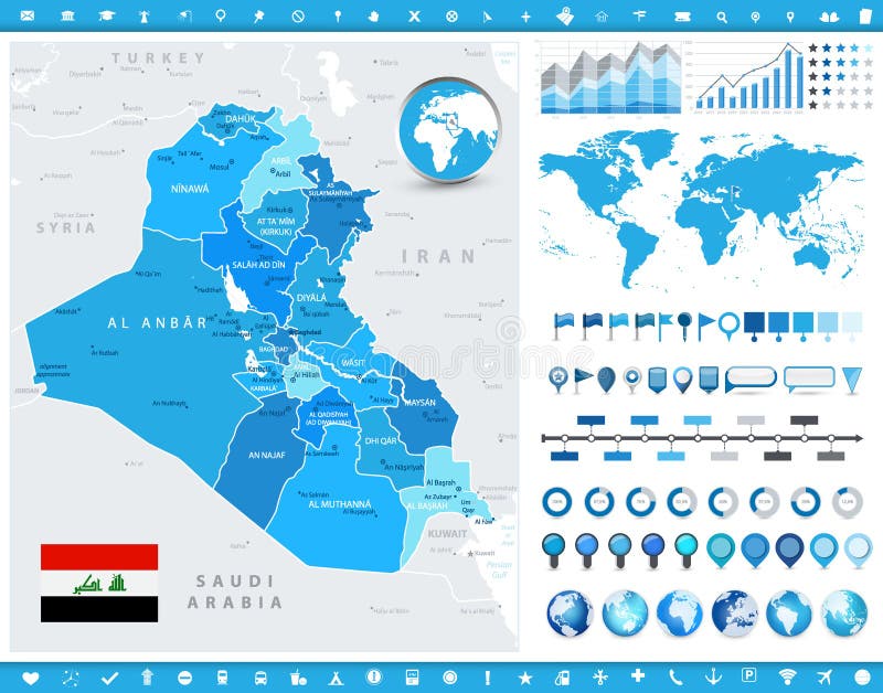 Mapa De Iraque E Elementos Infographic Ilustração do Vetor - Ilustração ...