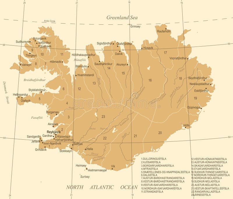 Mapa De Islandia - Ejemplo Detallado Del Vector Stock de ilustración ...