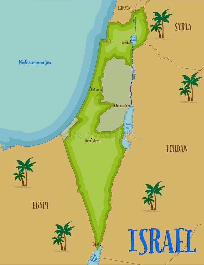 Mapa De Israel En Estilo De La Historieta Ilustración del Vector ...