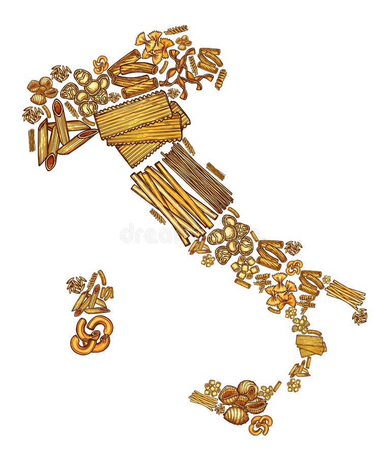 Mapa De Italia Con Las Pastas, Vector Ilustración del Vector ...