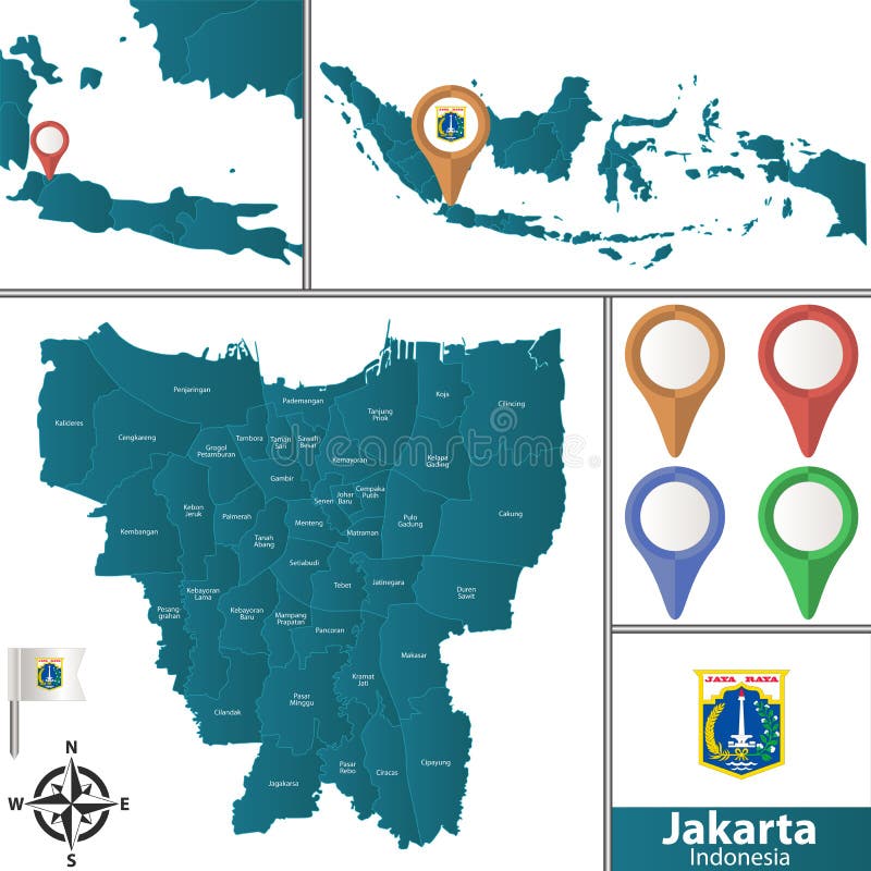 Mapa De Jakarta Con Los Distritos Ilustración del Vector - Ilustración ...