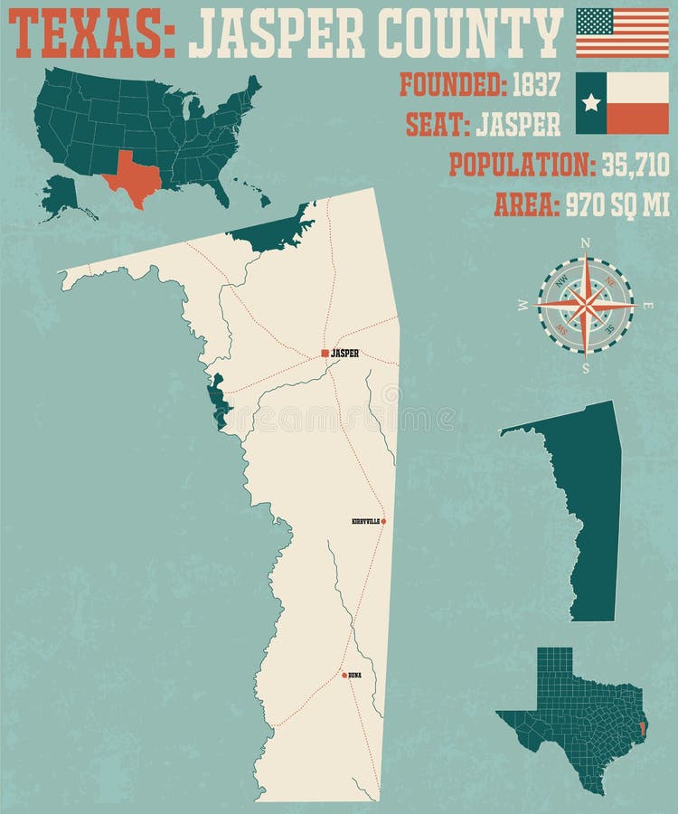 Mapa De Jasper County En Tejas Ilustración del Vector - Ilustración de ...