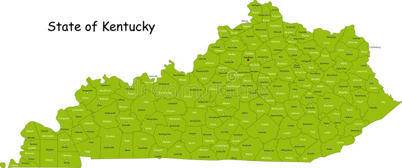 Mapa de Kentucky ilustração do vetor. Ilustração de detalhado - 10905035