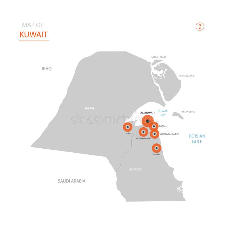 Mapa De Kuwait Con Divisiones Administrativas Ilustración del Vector ...