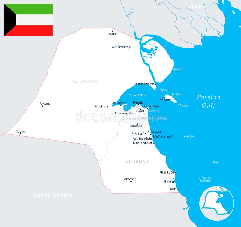 Mapa De Kuwait - Ejemplo Detallado Del Vector Stock de ilustración ...