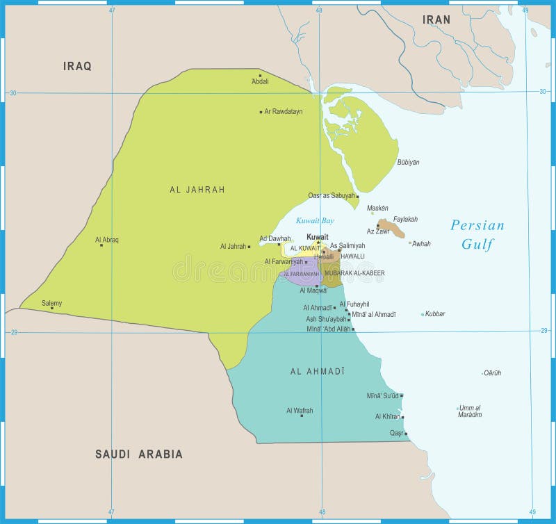 Mapa De Kuwait - Ejemplo Detallado Del Vector Stock de ilustración ...