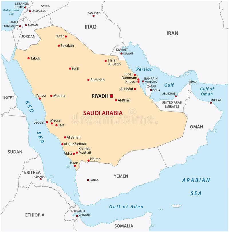 Mapa Del Golfo Pérsico Y De Sus Países Vecinos Ilustración del Vector ...