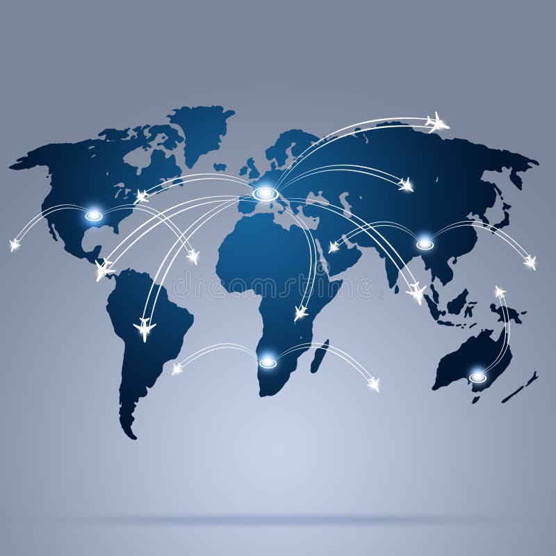 Mapa De La Aviación Del Mundo Stock de ilustración - Ilustración de ...