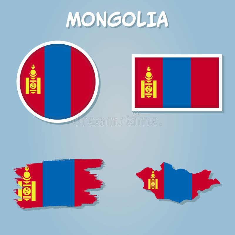 Mapa De La Bandera De Mongolia Mongolia Mapa De La Bandera Ilustración del Vector - Ilustración ...