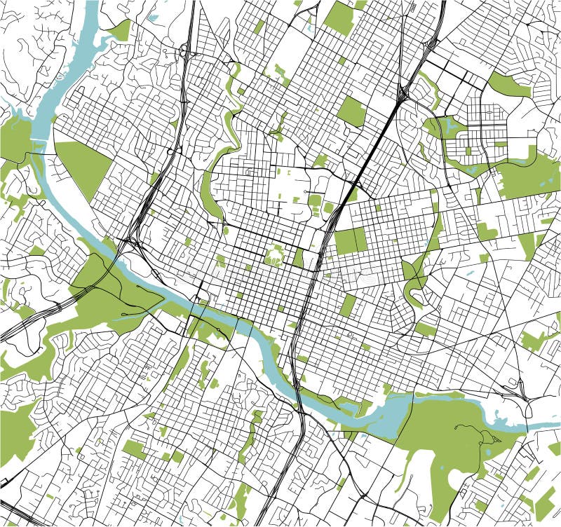 Mapa De La Ciudad De Austin, Texas, EE.UU. Stock de ilustración ...