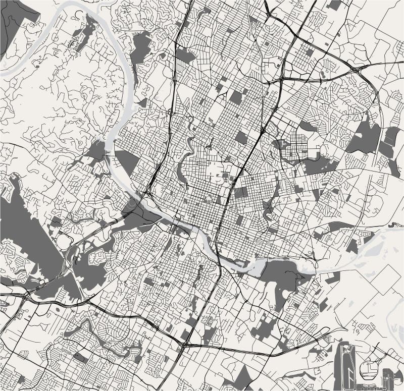 Mapa De La Ciudad De Austin, Texas, EE.UU. Stock de ilustración ...
