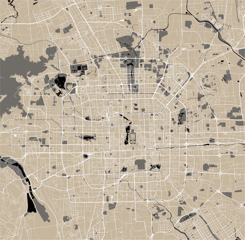 Mapa De La Ciudad De Beijing, China Stock de ilustración - Ilustración ...