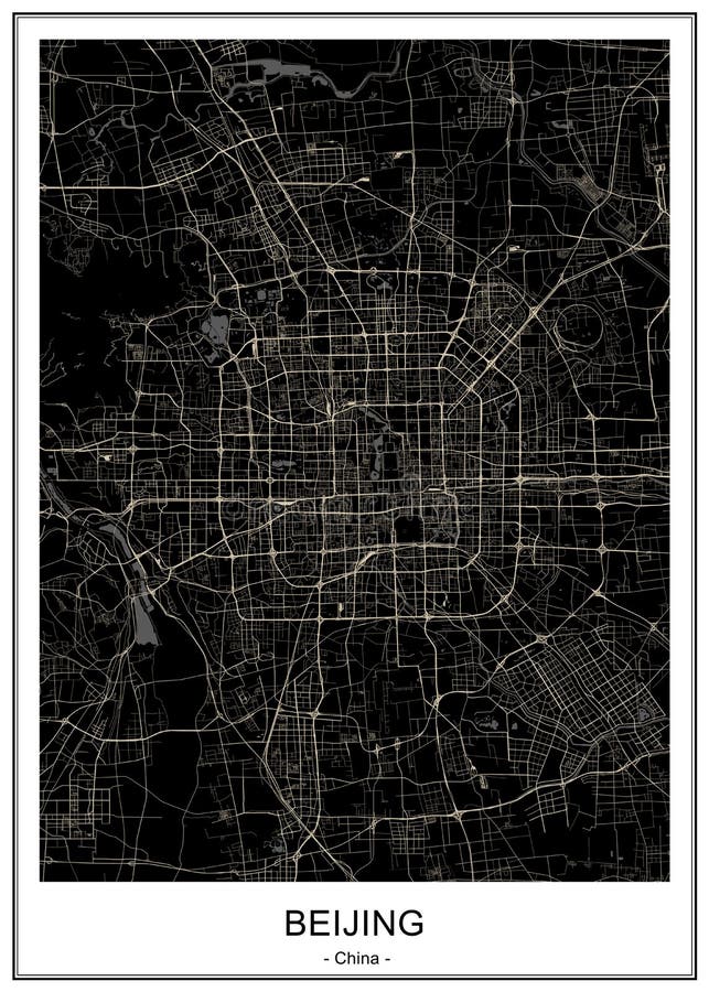 Mapa De La Ciudad De Beijing, China Imagen de archivo - Imagen de ...