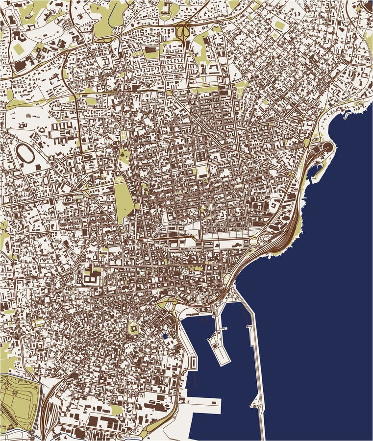 Mapa De La Ciudad De Catania Sicily Italy Ilustración del Vector ...
