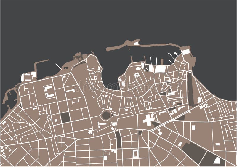 Mapa De La Ciudad De Chania Crete Grecia Ilustración del Vector ...