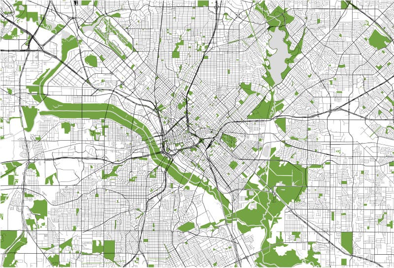 Mapa De La Ciudad De Dallas, Tejas, Los E.E.U.U. Stock de ilustración ...