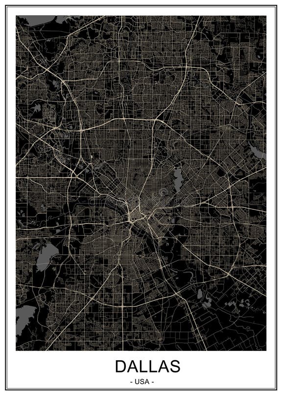 Mapa De La Ciudad De Dallas, Tejas, Los E.E.U.U. Ilustración del Vector ...