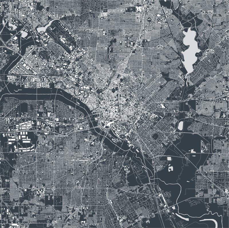 Mapa De La Ciudad De Dallas, Texas, EE. UU. Ilustración del Vector ...