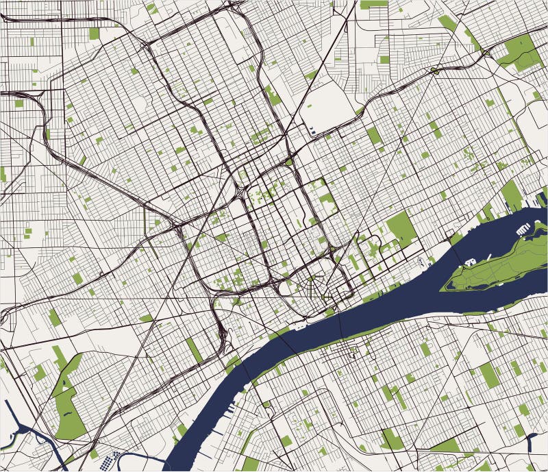 Mapa De La Ciudad De Detroit, Michigan, Los E.E.U.U. Stock de ...