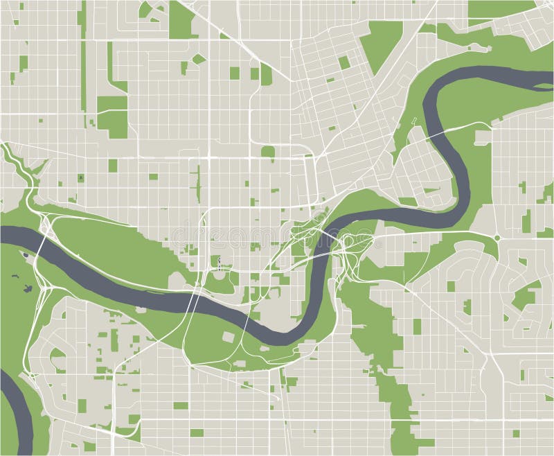 Mapa De La Ciudad De Edmonton, Canadá Stock de ilustración ...