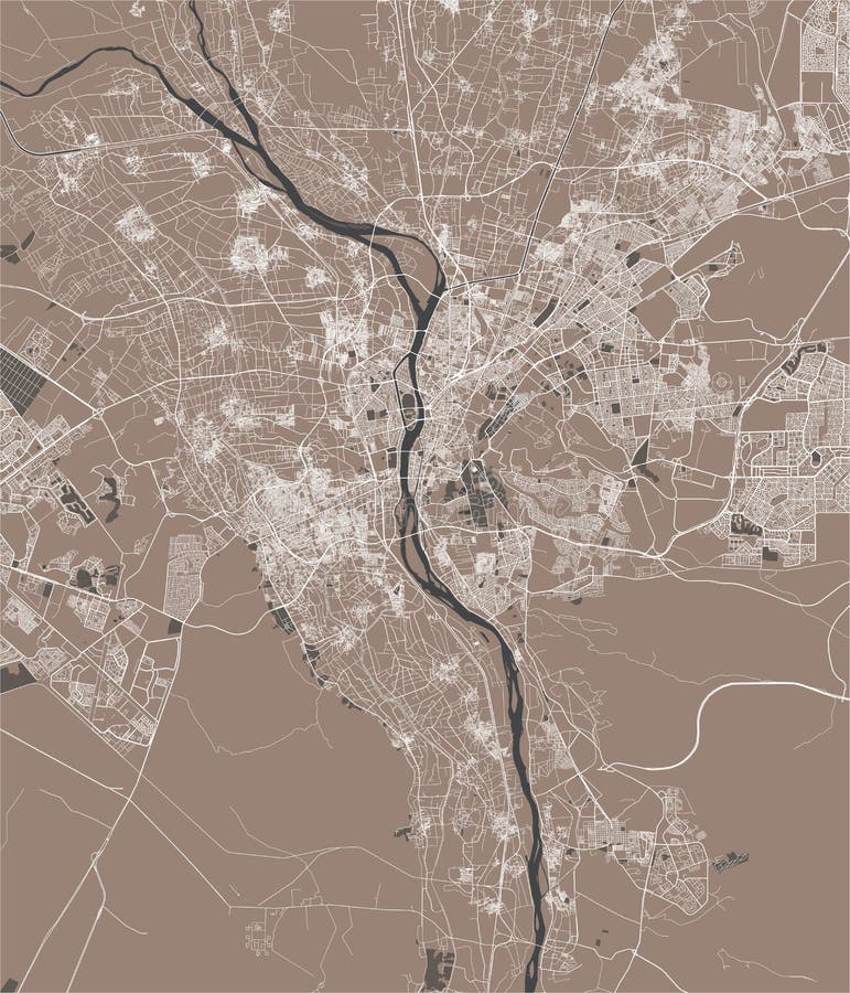 Mapa De La Ciudad De El Cairo, Giza, Egipto Ilustración del Vector ...