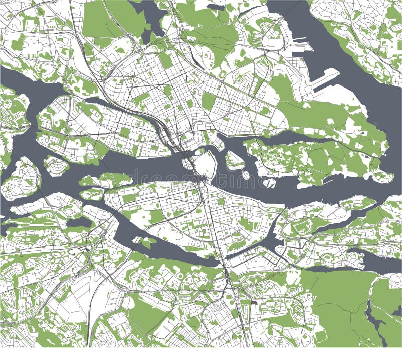 Mapa De La Ciudad De Estocolmo, Suecia Stock de ilustración ...