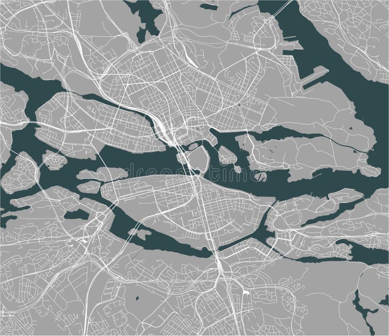 Mapa De Estocolmo, Suecia, Vista Satélite Stock de ilustración ...