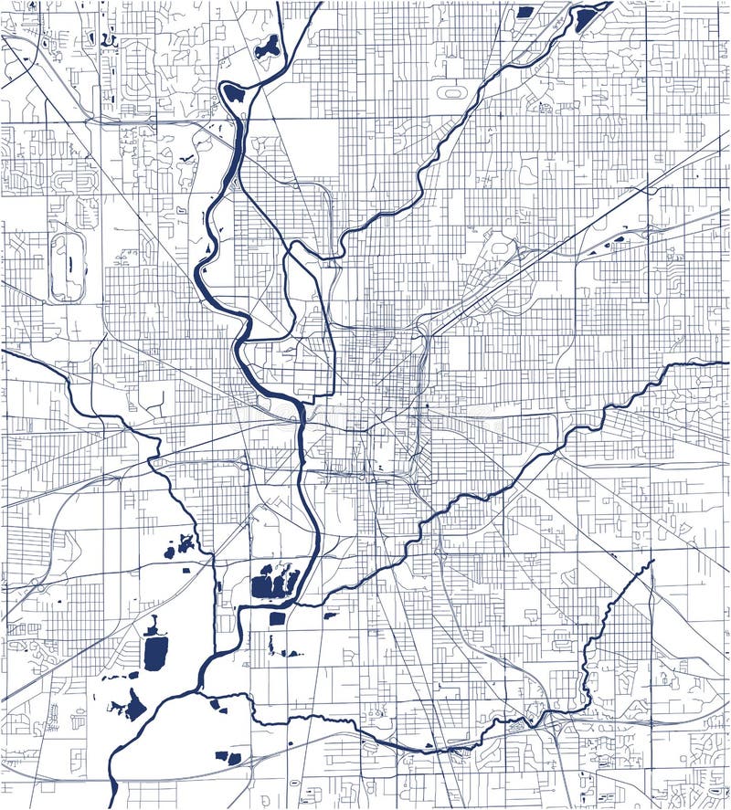 Mapa De La Ciudad De Indianapolis, Indiana, Los E.E.U.U. Stock de ...