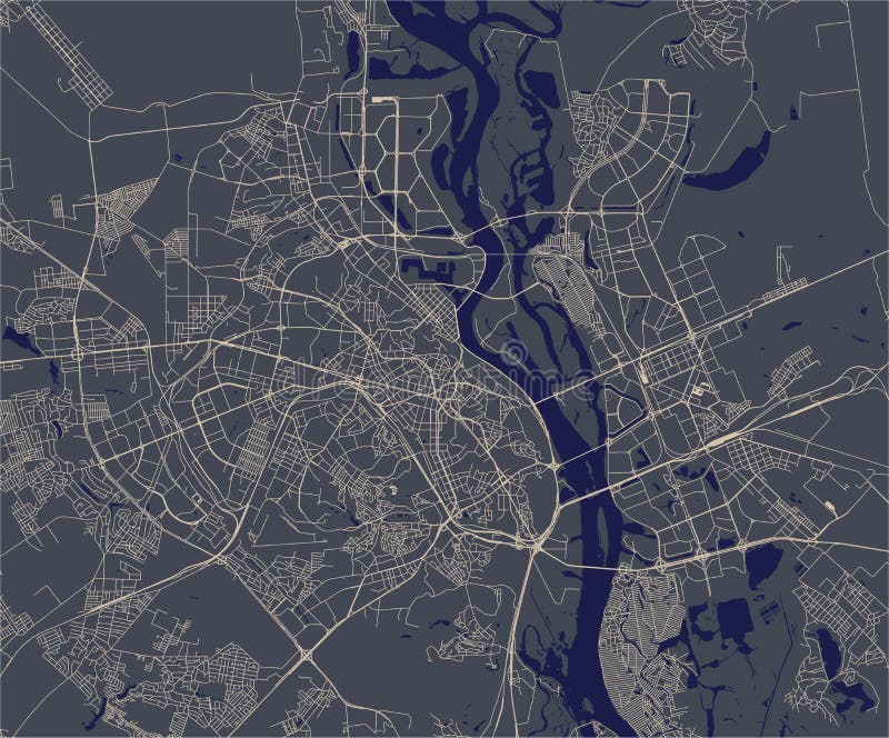 Mapa De La Ciudad De Kiev, Ucrania Stock de ilustración - Ilustración ...