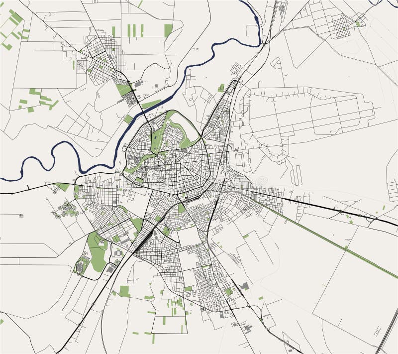 Mapa De La Ciudad De Larissa Greece Ilustración del Vector ...