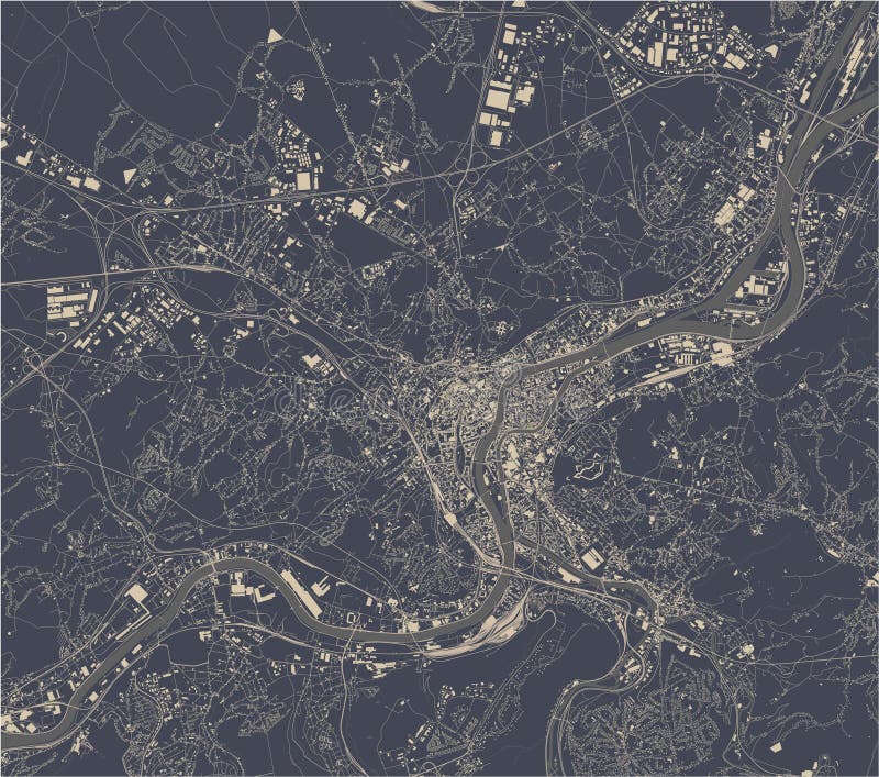 Mapa De La Ciudad De Liege Belgium Ilustración del Vector - Ilustración ...