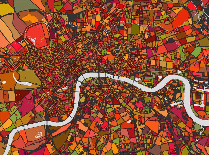 Mapa De La Ciudad De Londres, Gran Bretaña Stock de ilustración - Ilustración de cortina, calle ...