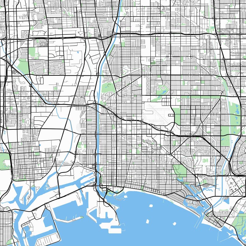 Mapa De La Ciudad De Long Beach. Stock de ilustración - Ilustración de ...