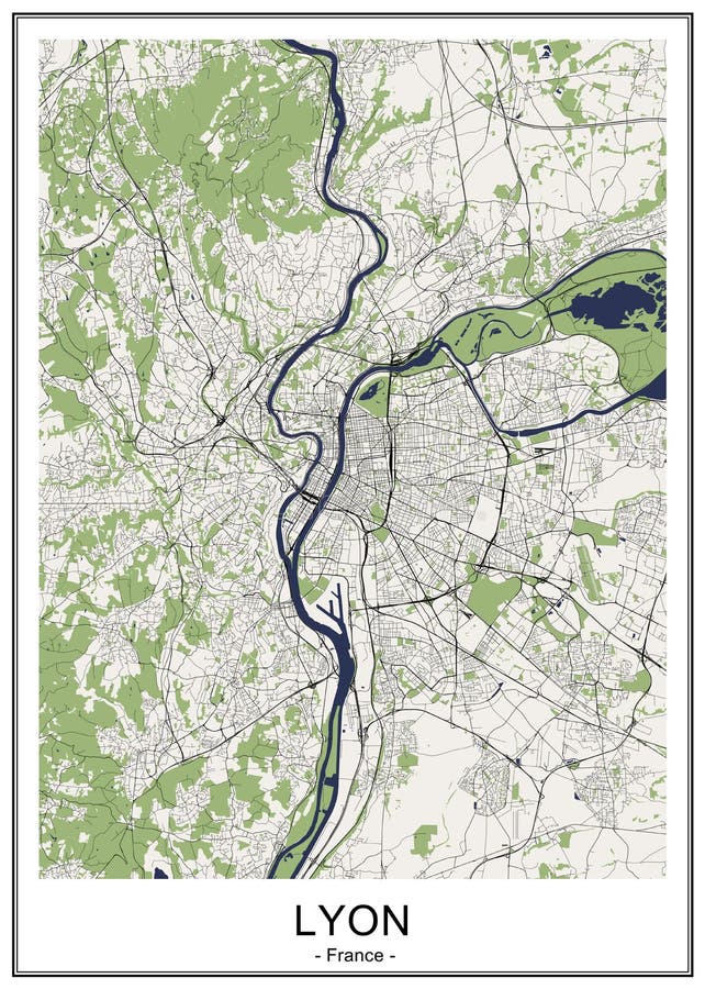 Mapa De La Ciudad De Lyon, Francia Ilustración del Vector - Ilustración ...
