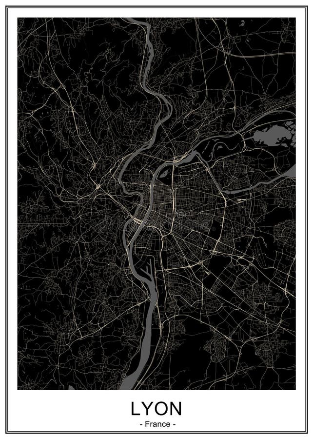 Mapa De La Ciudad De Lyon, Francia Ilustración del Vector - Ilustración ...