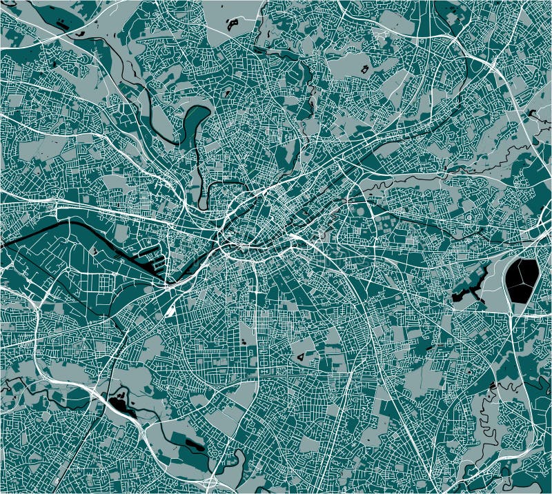 Mapa De La Ciudad De Manchester, Inglaterra, Gran Bretaña Stock de ilustración - Ilustración de ...