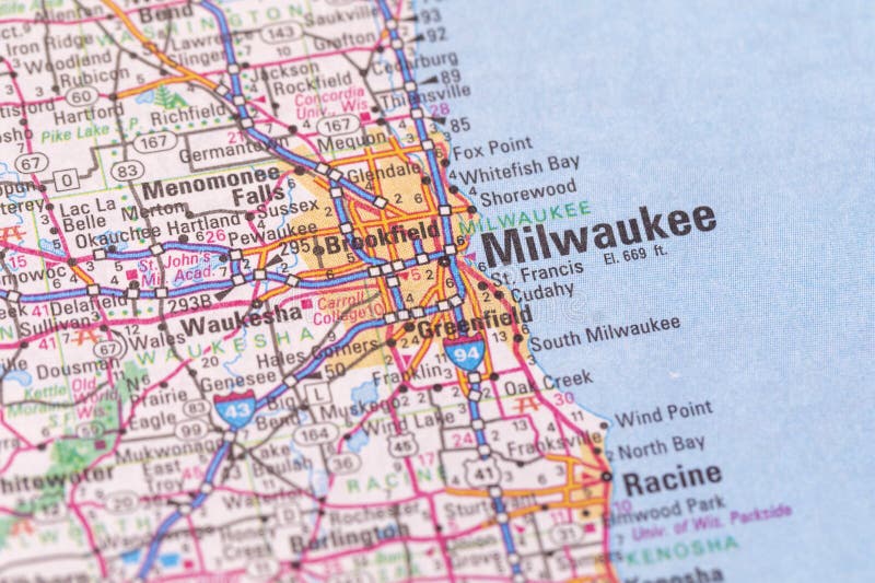 Mapa De La Ciudad De Milwaukee Usa. Stock de ilustración - Ilustración ...