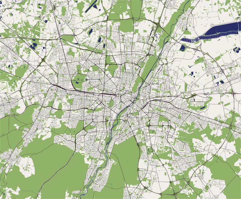 Mapa De La Ciudad De Munich, Baviera, Alemania Ilustración del Vector ...