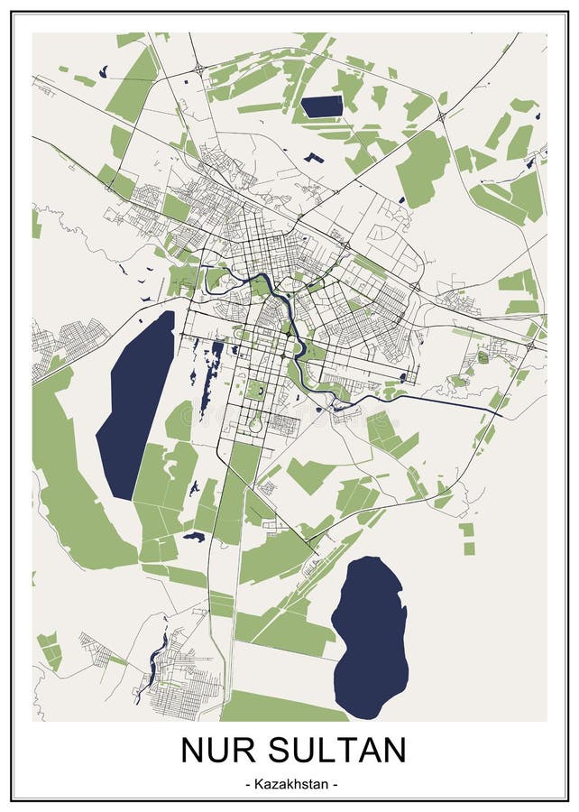 Mapa De La Ciudad De Nur-Sultan, KazajistÃ¡n Stock de ilustración ...
